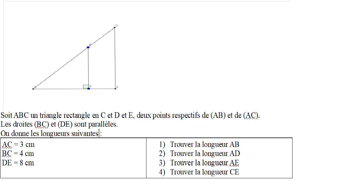 Exercice Thalès et Pythagore